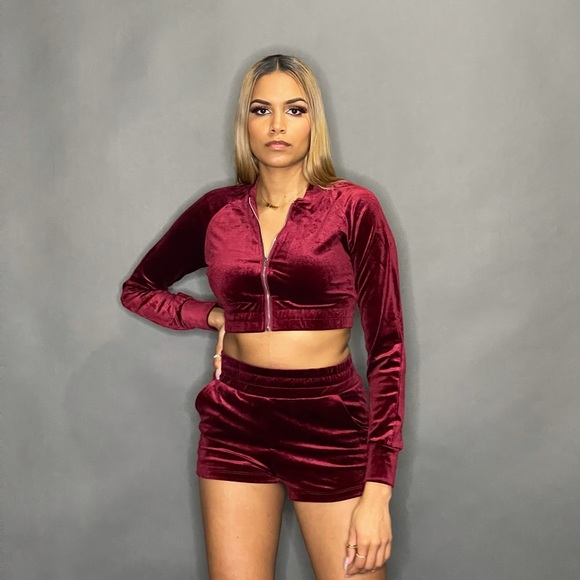 Mood Fashion | Other | Coco Velour Two Piece Short Track Set | Poshmark